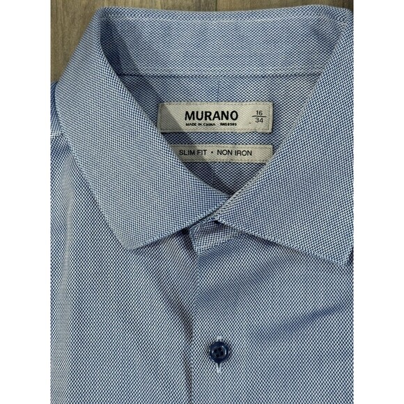 Murano | Shirts | Murano Slim Fit Non Iron Blue Cotton Dress Shirt Size ...